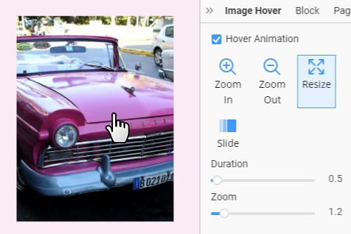 How to resize the Image Background Hover on a web page - Nicepage Help ...