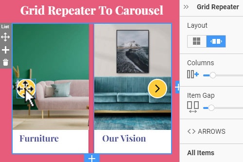 How to turn a Grid Repeater into a Carousel - Nicepage Help Center