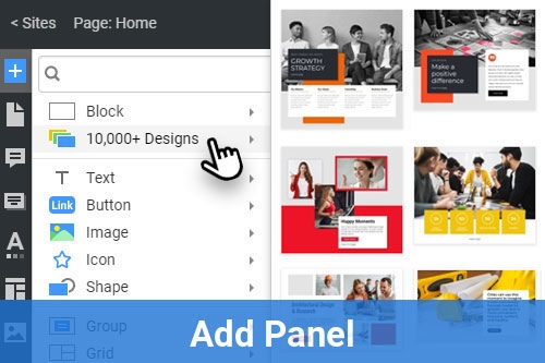 How to add Blocks, Designs and Elements while building a website ...