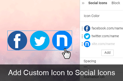 Comment utiliser une icône personnalisée dans l'élément Social Icons - Centre d'aide Nicepage
