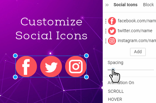 Comment personnaliser l'élément Social Icons - Centre d'aide Nicepage