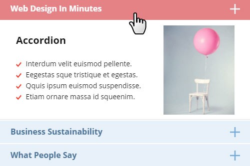 How to use the Accordion element in a block on a site - Nicepage Help ...