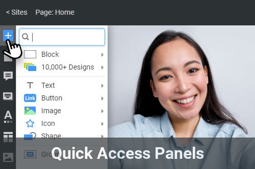 How to use Quick Access Panels while building websites - Nicepage Help ...